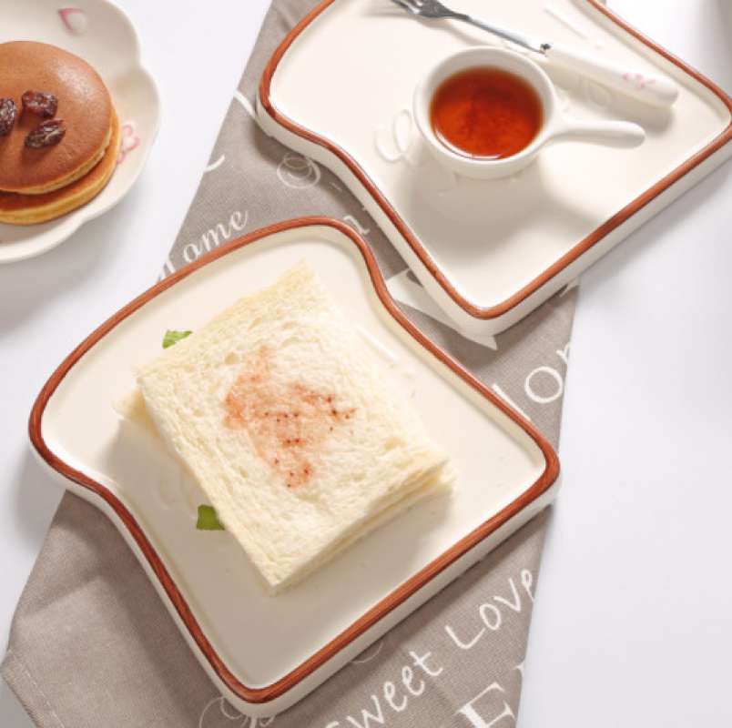 Promo Square Toast Plate Bread / Piring Roti Impor Bentuk Toast Keramik ...