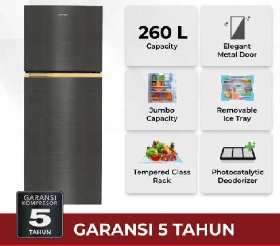 Promo Kulkas 2 Pintu Polytron Metallic 260 Liter - Prw 292 T Diskon 23% ...