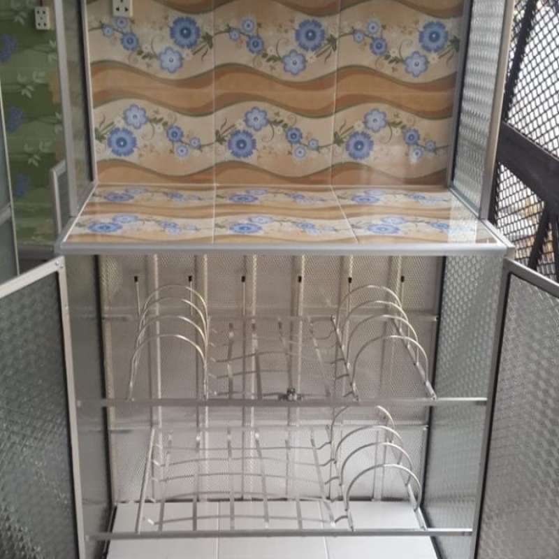 Promo Rak Piring Alumunium Rata 2 Pintu (Bawah Keramik) Diskon 18% di ...