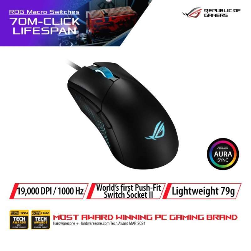 Promo ASUS ROG Gladius III Gaming Mouse [ROG Micro 70M, PixArt PAW-3370 ...