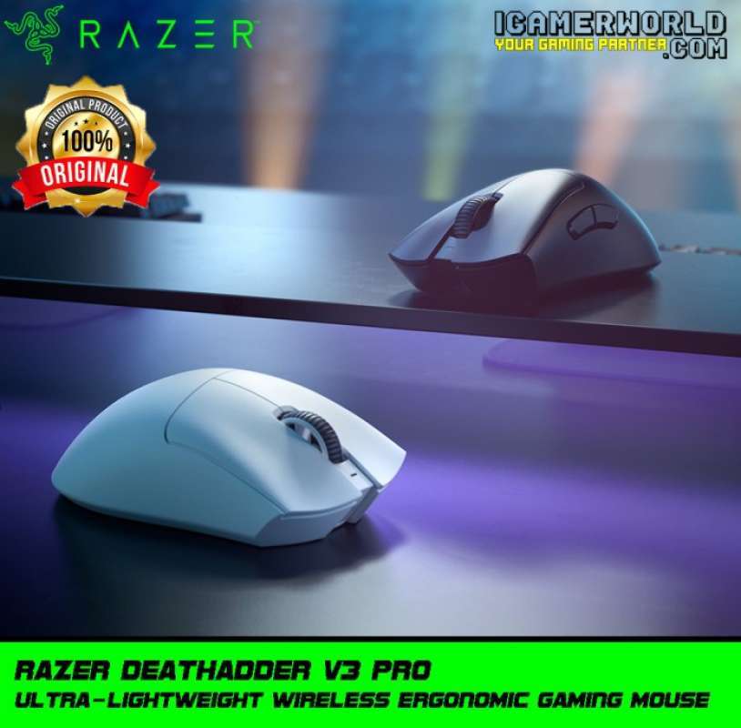 Jual Razer DeathAdder V3 Pro Ultralight Wireless Ergonomic Gaming Mouse di Seller Indah Komputer ...