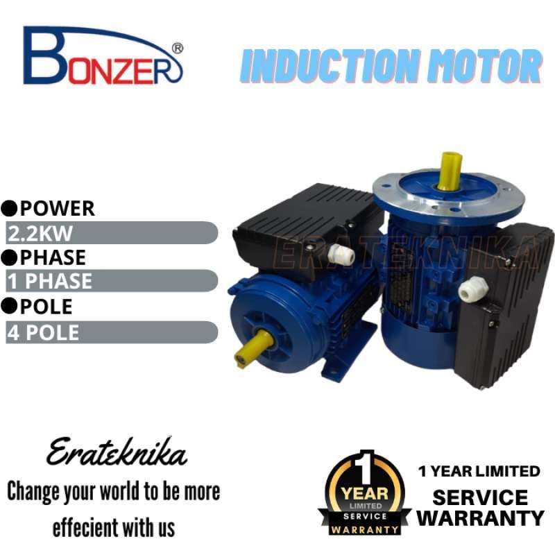 Promo Bonzer Induction Motor Bzs 100l1 3hp 2.2kw 1430rpm 1 Phase 220v ...