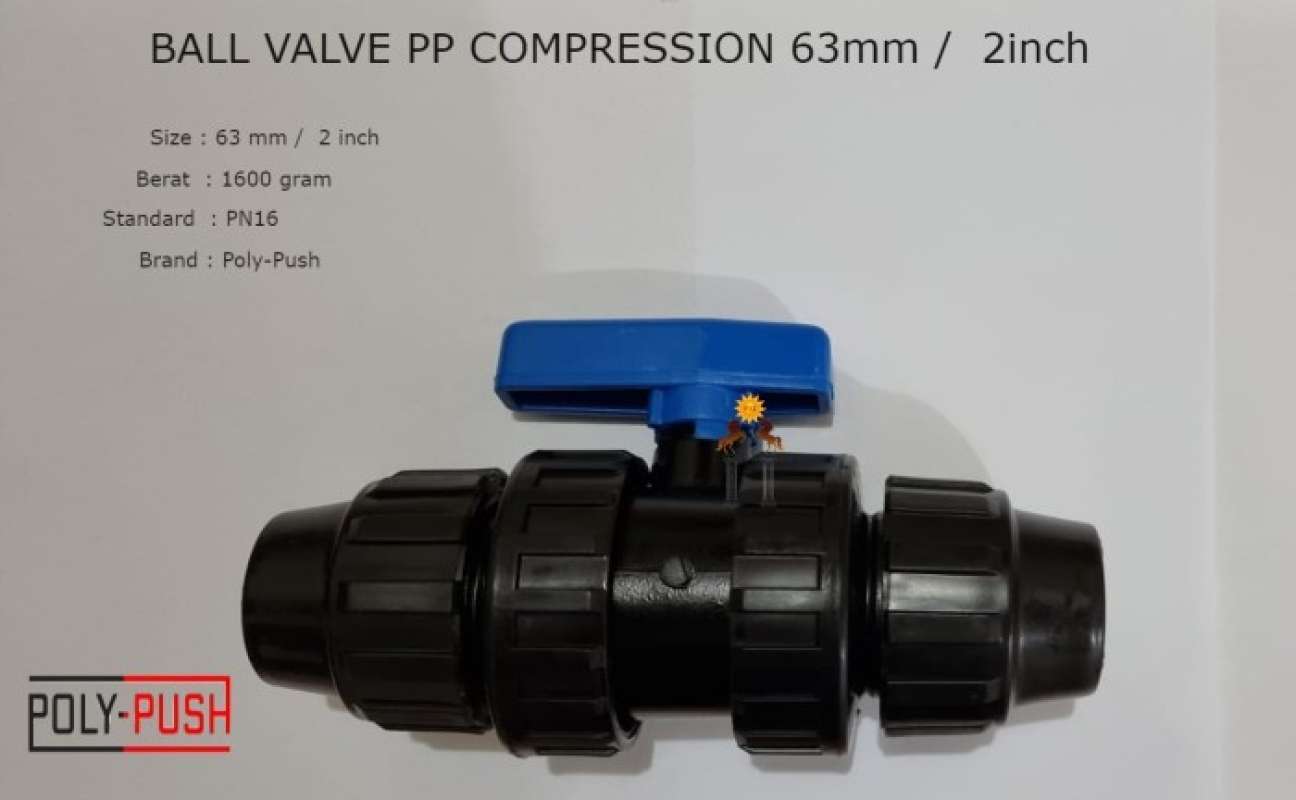 Promo Ball Valve / Stop Kran Pp Compression ( Hdpe) 63 Mm / 2 Inch Pn16 ...