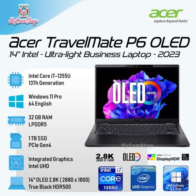 Jual Acer Travelmate P6 53 I7-1355u 32gb Ram 1tb Ssd Intel Uhd 14oled 2.8k Di Seller Mycomshop ...