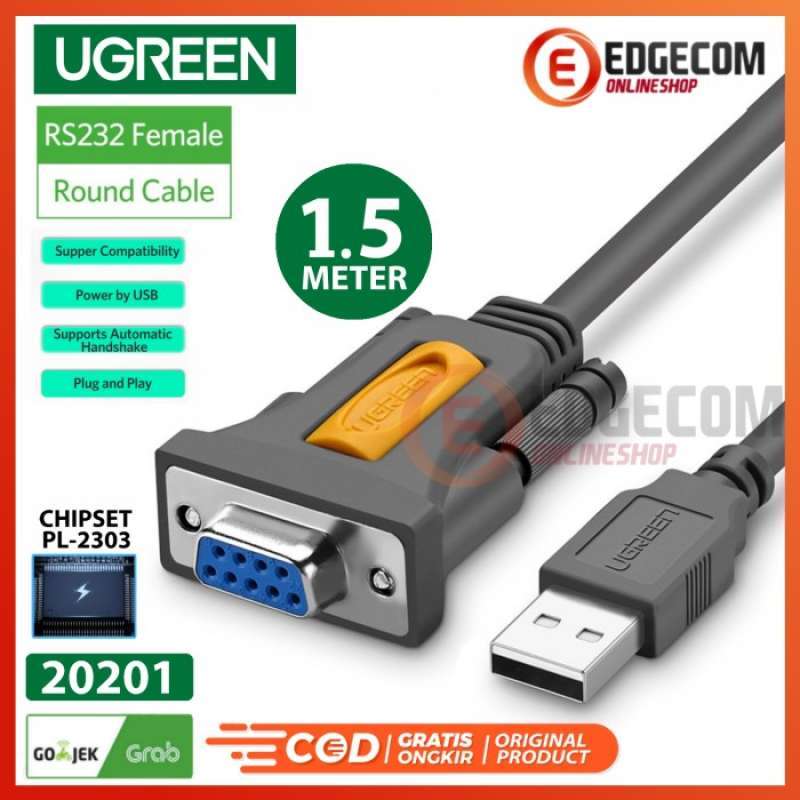 Promo UGREEN Kabel USB to DB9 RS232 Serial Female 1,5M Diskon 23% di ...