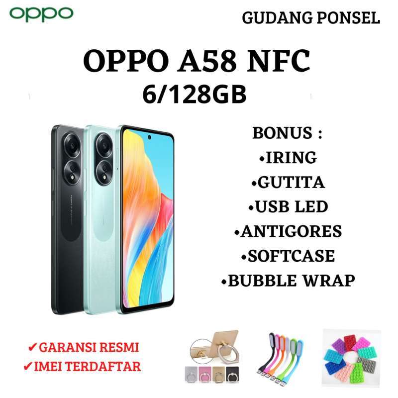 Promo Oppo A58 Nfc 6/128gb Garansi Resmi (new) - Green Diskon 9% Di Seller Gudang Ponsell ...