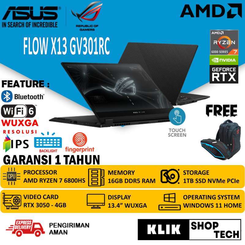 Jual Asus Rog Flow X13 Rtx 3050 Ryzen 7 6800hs 16gb 1tb Ssd 13.4 Wuxga ...