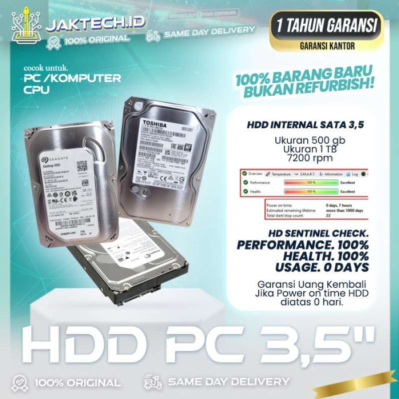 Promo HDD/Hardisk Internal 3,5 Komputer/PC 500GB 1 TB Sata 3 Diskon 23% ...