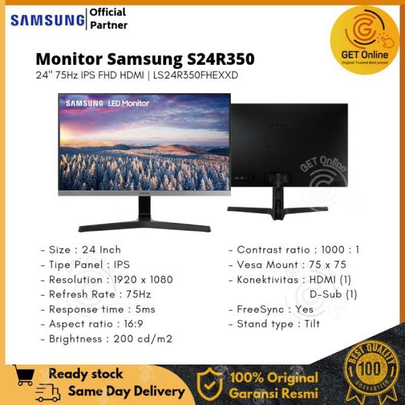 Promo Monitor Led Samsung 24 Ls24r350 S24r350 24r350 Fhd Ips 75hz ...