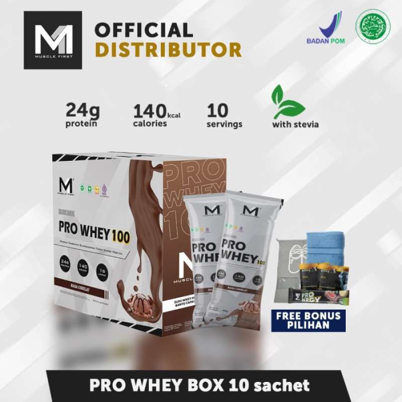 Promo Muscle First M1 Pro Whey Protein 100 kemasan BOX isi 10 sachet ...