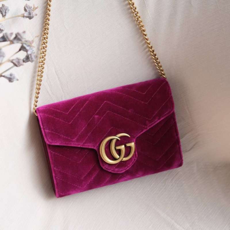 Jual Gucci Gg Marmont Wallet On Chain Woc In Purple Plum Velvet Ghw Di ...