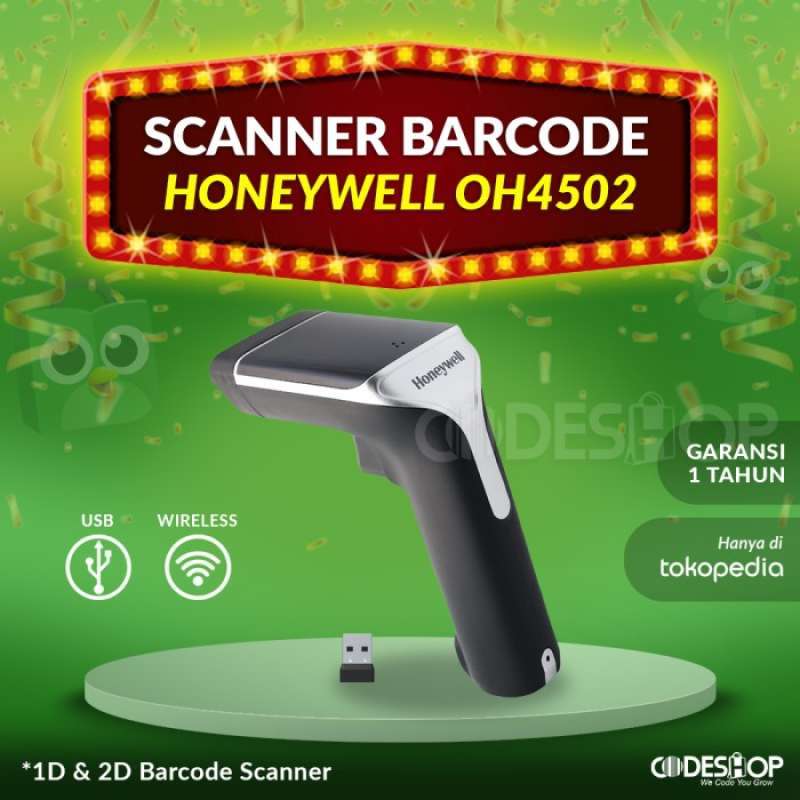 Promo Barcode Scanner Honeywell OH 4502 Wireless 2D QR Code Efaktur ...