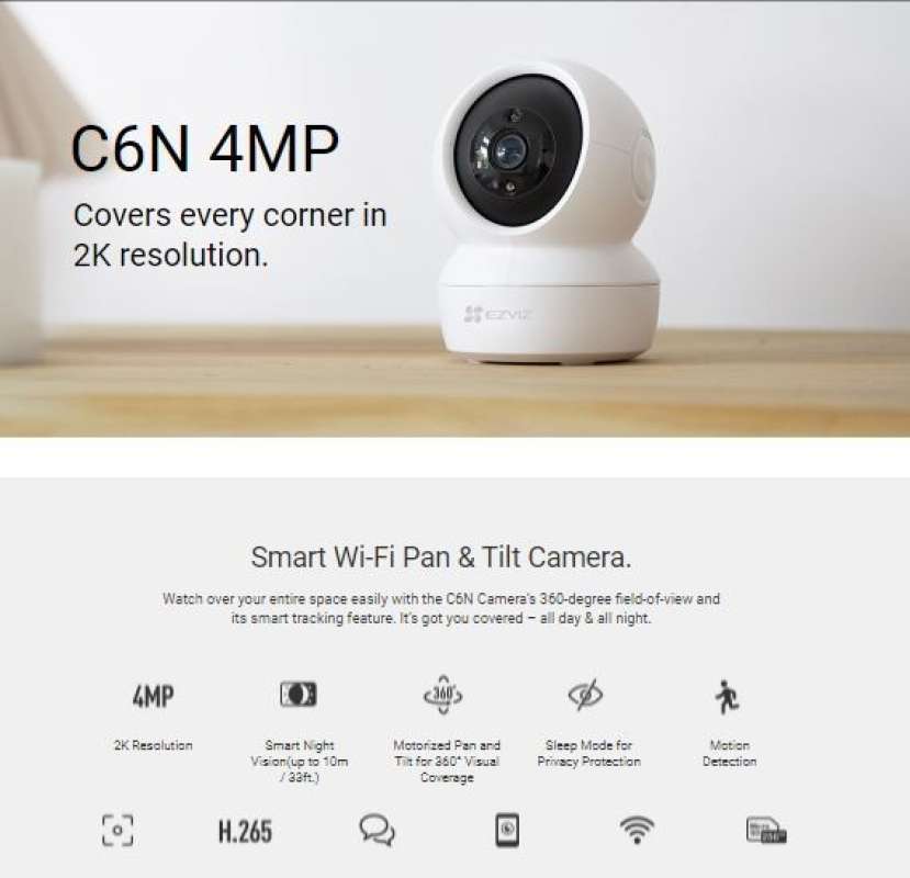 Promo CCTV C6N 4MP 2K Smart Wi-Fi Pan & Tilt Camera Indoor Diskon 23% ...