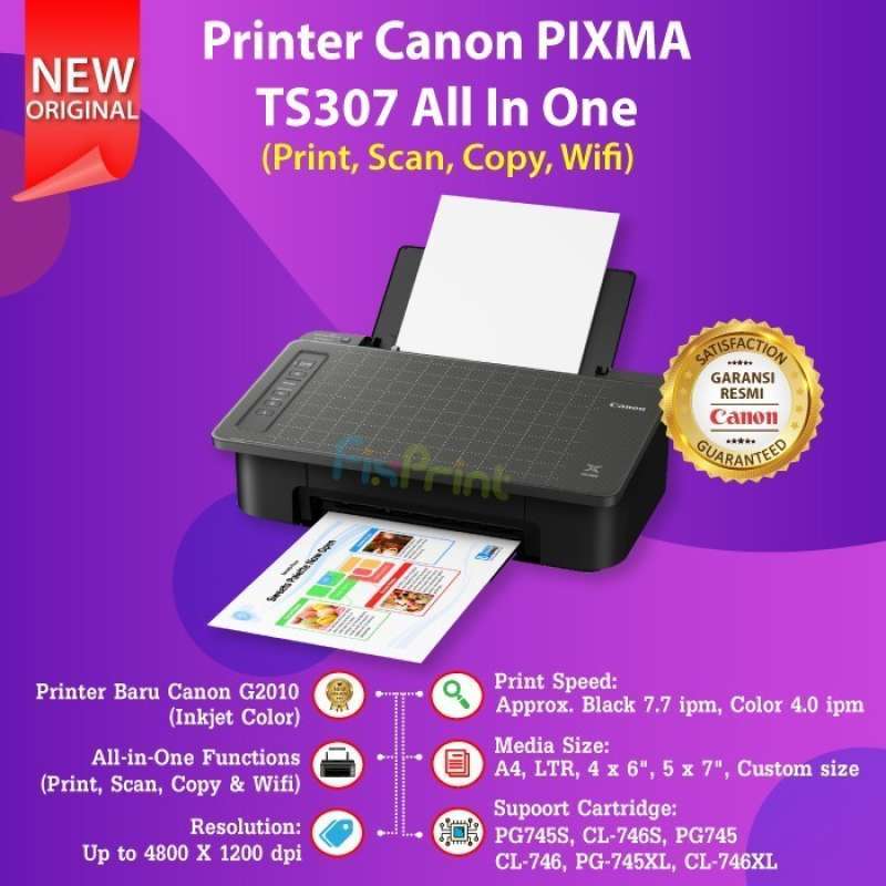 Promo Printer Canon TS307 TS 307 Print Scan Copy WiFi Cartridge 745s ...
