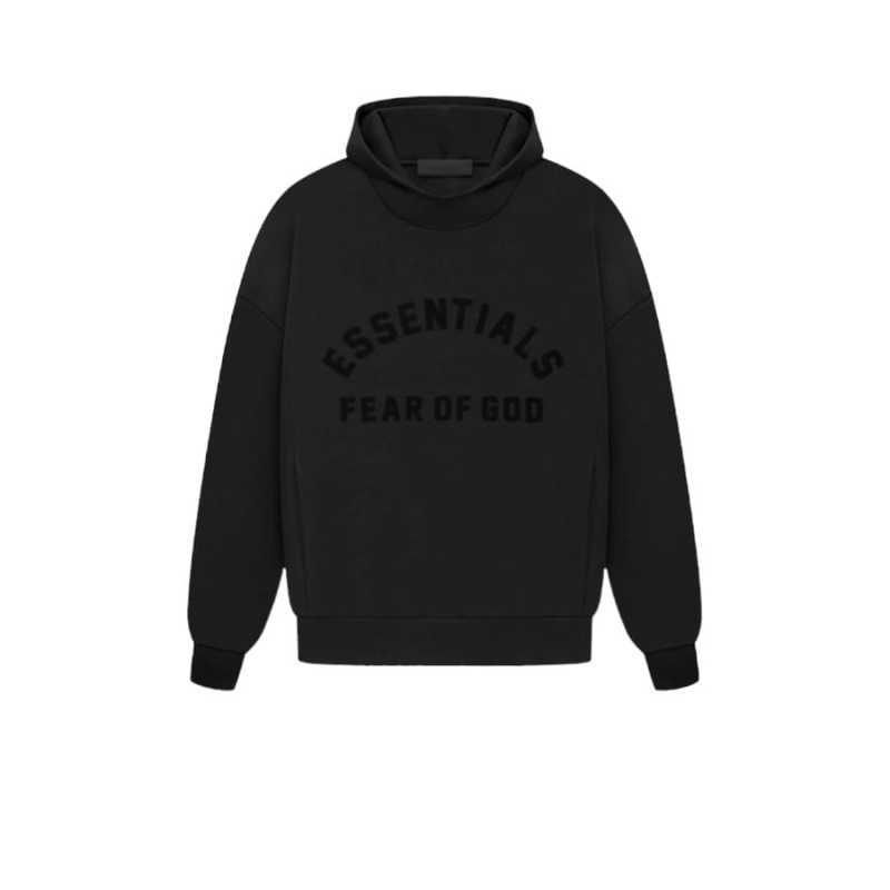 Jual Fear Of God Essentials Front Logo Hoodie Ss23 Jet Black 100% ...