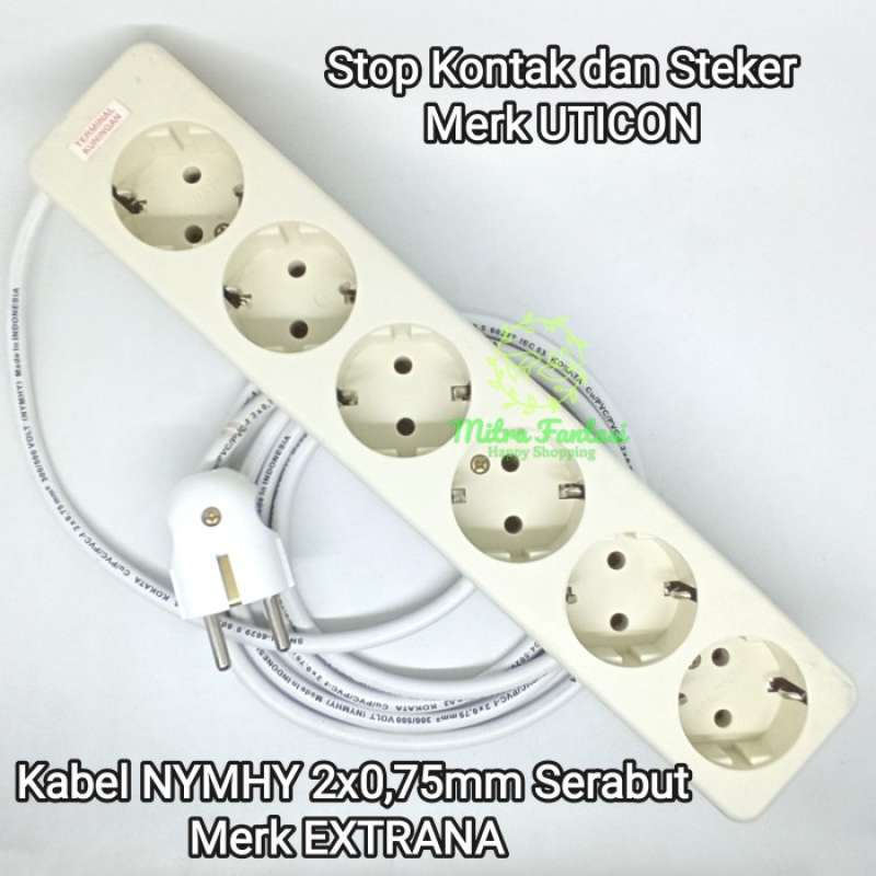 Jual Kabel Extension Uticon Stop Kontak 6 Lubang Colokan Terminal ...