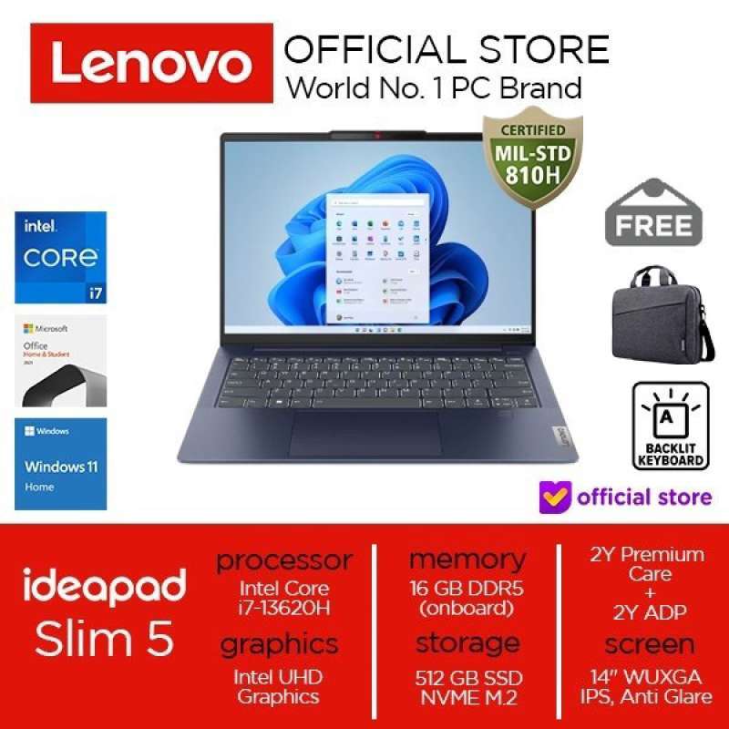 Jual Lenovo Ideapad Slim 5i I7 13620H 16GB 512GB SSD IPS Win11 OHS Abyss Blue Di Seller Lenovo