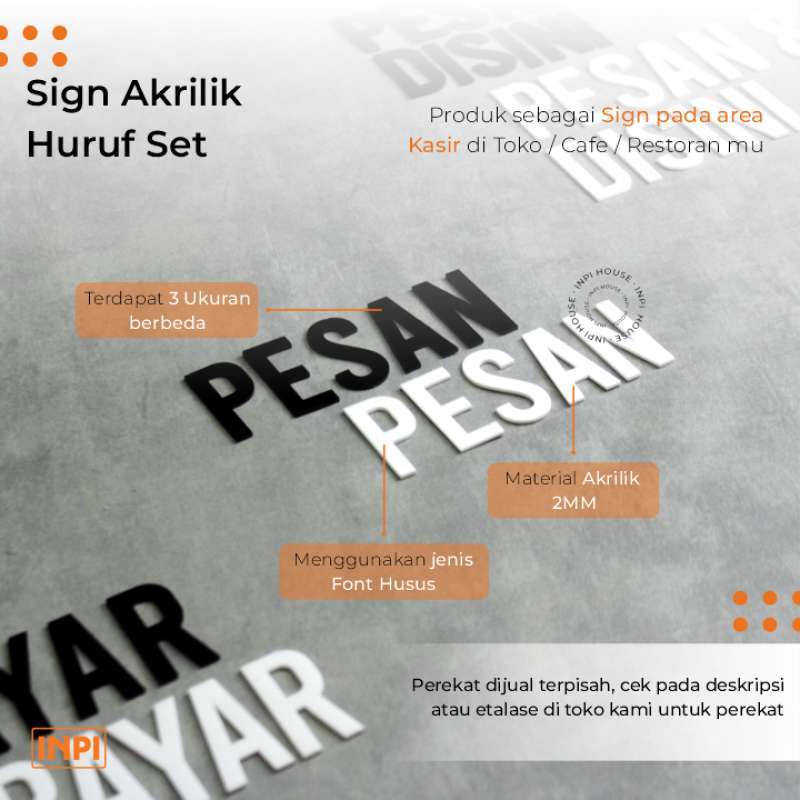 Jual INPI - Signage Akrilik Huruf Set Pesan & Bayar Disini 10 CM ...
