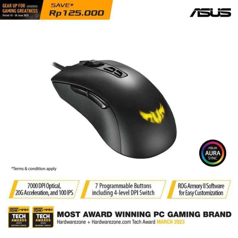 Jual ASUS TUF Gaming M3 Ergonomic Wired RGB Gaming Mouse with 7000 dpi ...