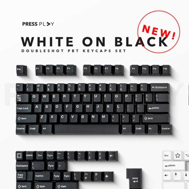 Jual White on Black WoB PBT ABS Doubleshot Keycaps Keycap Set by Press ...