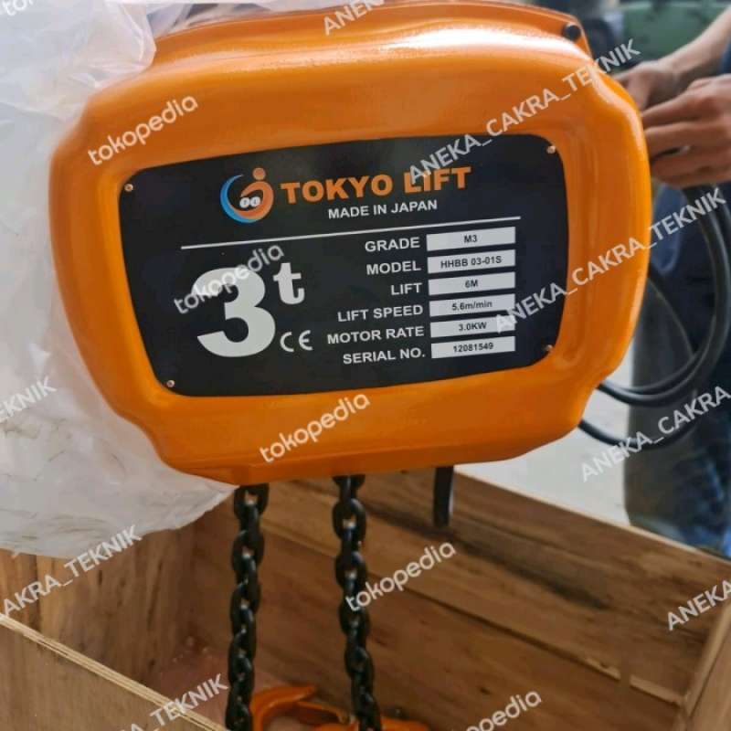 Promo Electric Chain Hoist 3 Ton X 6 Meter 380Volt TOKYO LIFT JAPAN ...