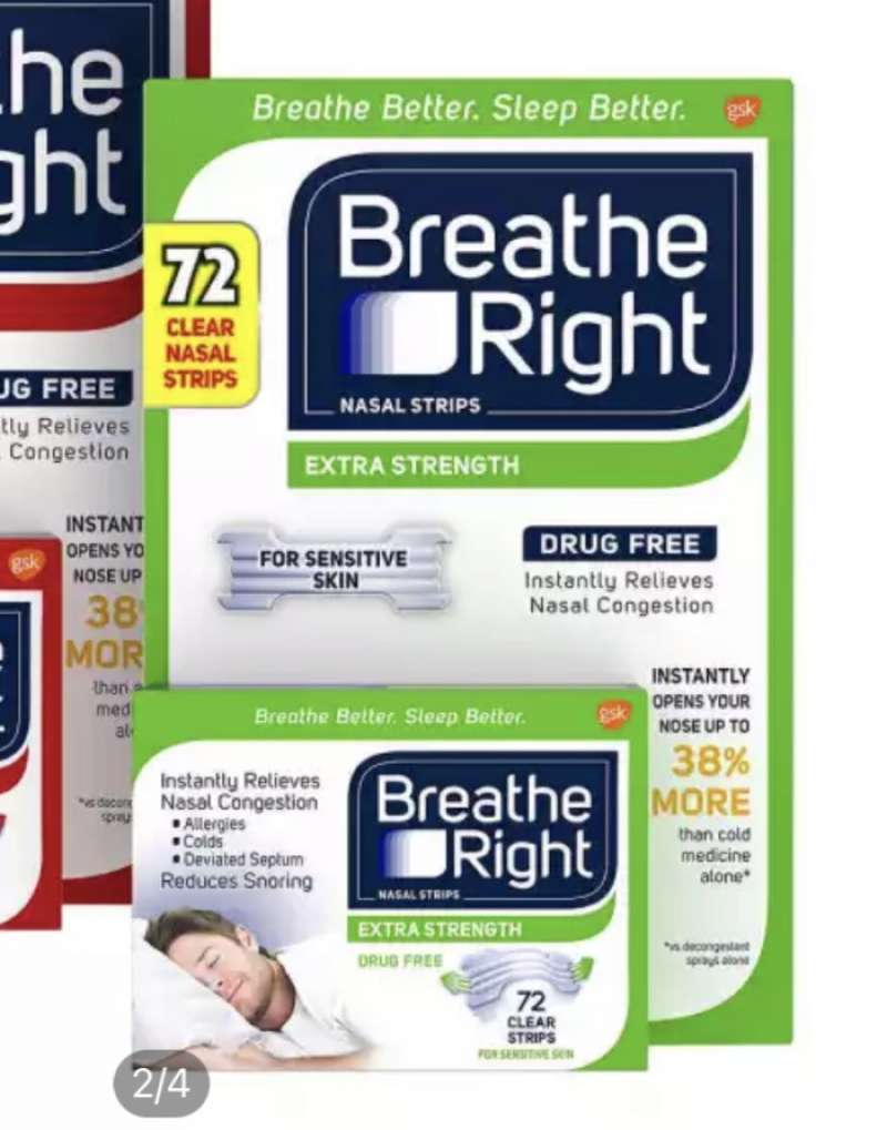 Promo Breathe Right Extra Strength Nasal Strips, 72 Strips/clear (green ...