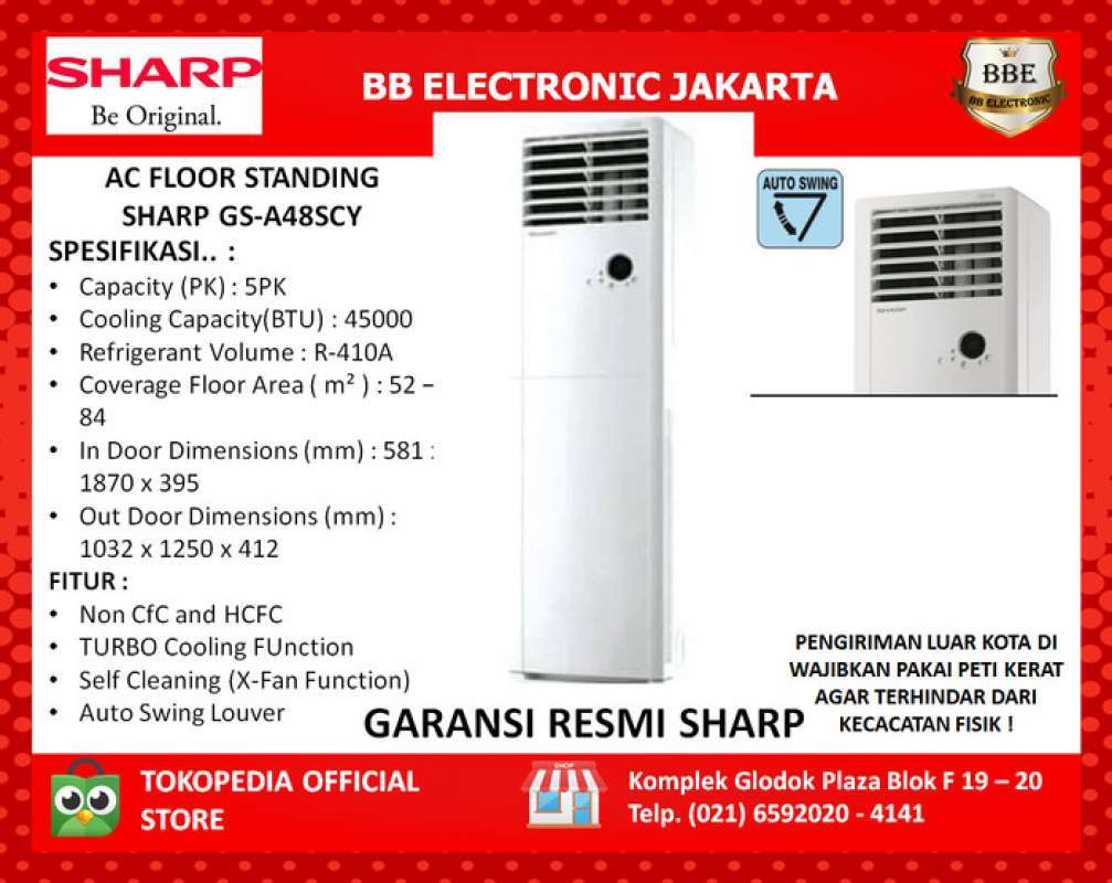 Jual Ac Standing Floor Sharp 5Pk Gs-A48Scy di Seller Kuniy Store ...