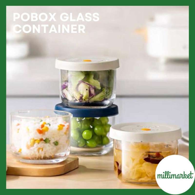 Jual Pobox Glass Container / Lunch Box Tempat Makan Kaca Wadah Mpasi ...