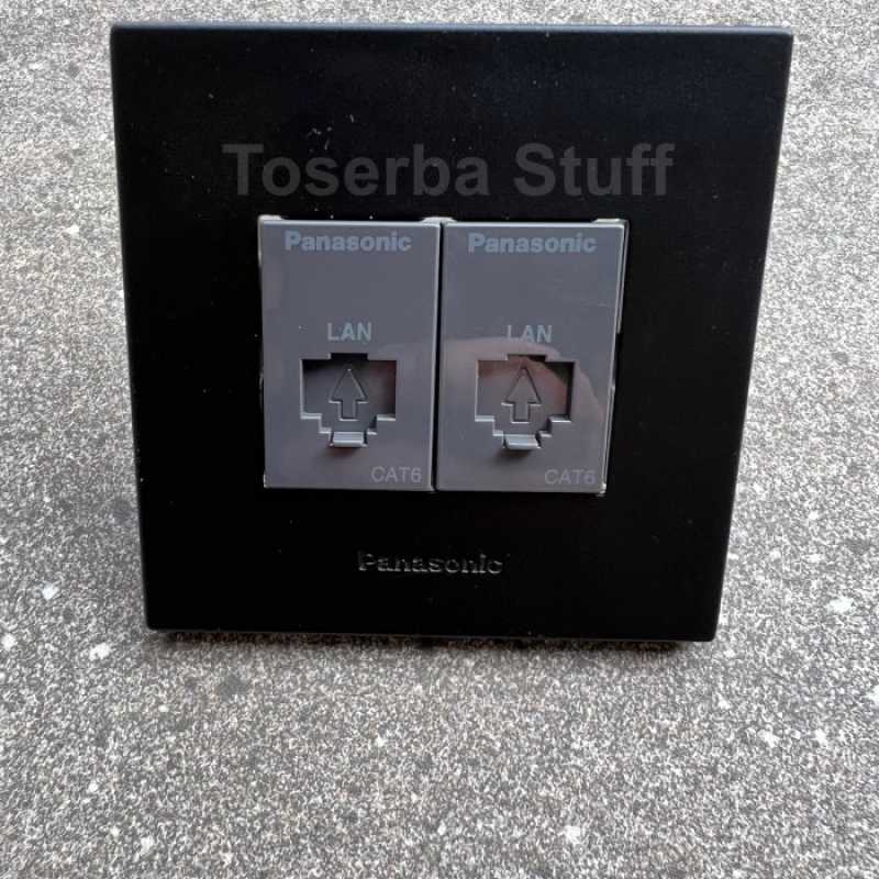 Promo Stop Kontak Hitam Merk Panasonic Dual Cat6 Lan Data Ethernet ...