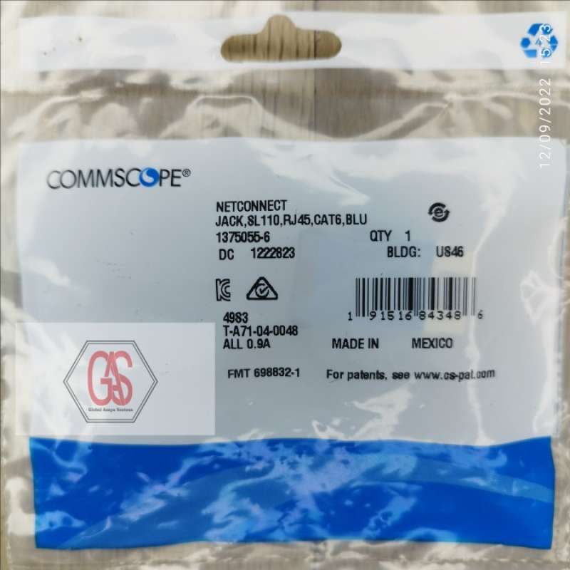 Promo Amp Modular Jack Cat 6 / Cat6 Biru Original / Commscope Diskon 23 ...