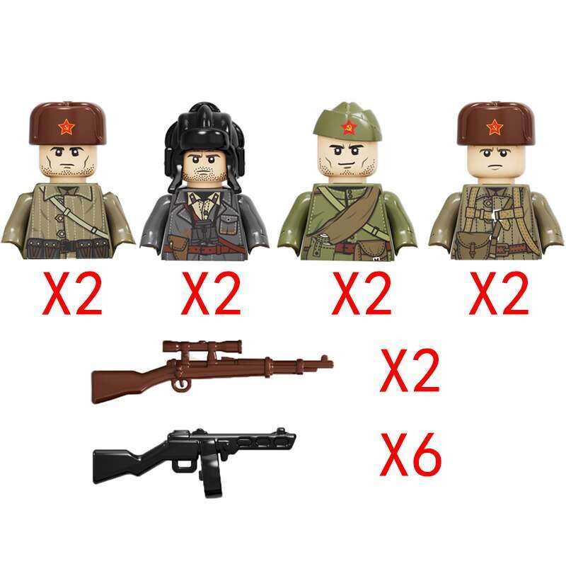 Promo WW2 Military Building Blocks Solider Figures Gifts Weapons France ...