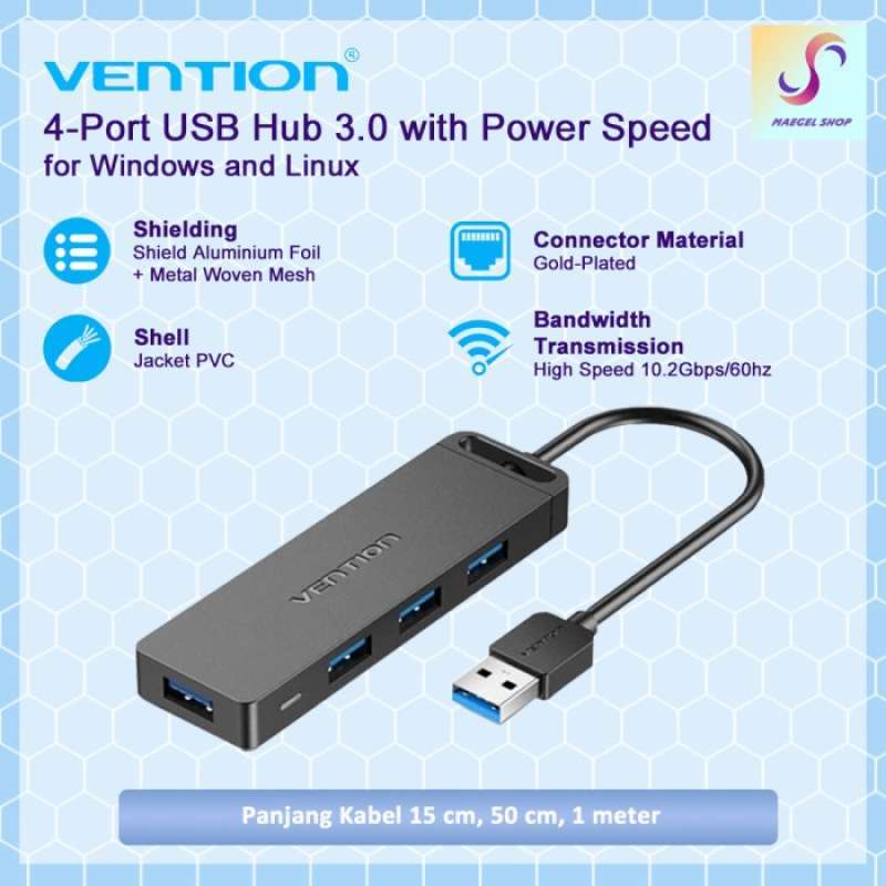 Promo Vention 4-Port Usb Hub High Speed With Power Supply 0.15M Black ...