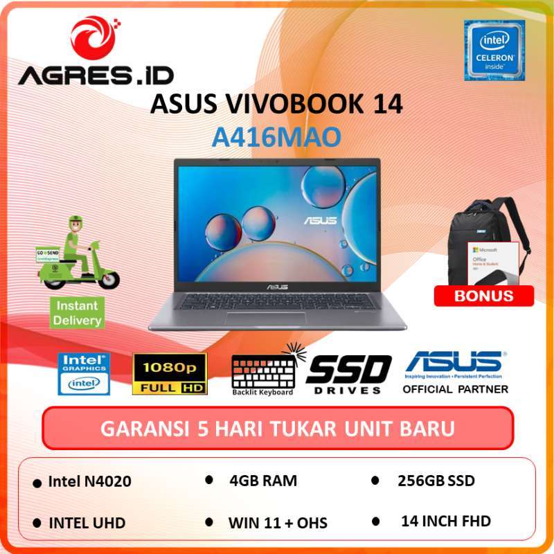 Jual Asus Vivobook 14 A416mao - Intel N4020 4gb 256ssd 14.0 Fhd Backlit ...