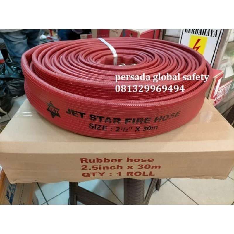Promo FIRE hose rubber red 2,5 x 30m selang hydrant jetstar + coupling ...