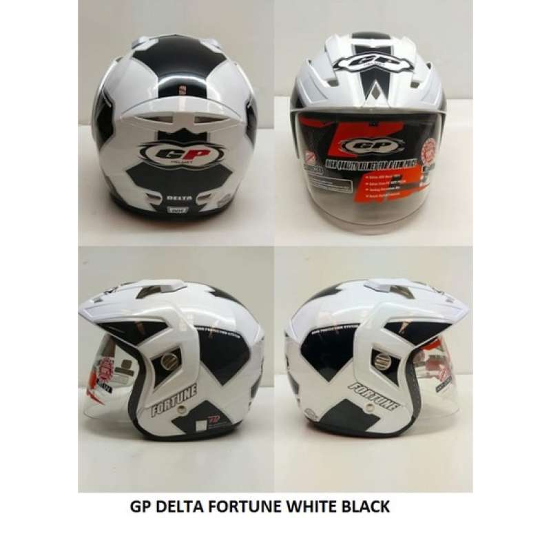 Promo Helm Half Face Gp Delta Motif Varian Mix - Flanker White Blue ...
