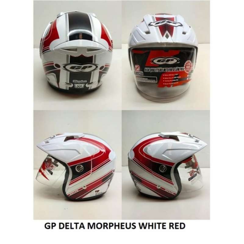 Promo Helm Half Face Gp Delta Motif Varian Mix - Flanker White Blue ...