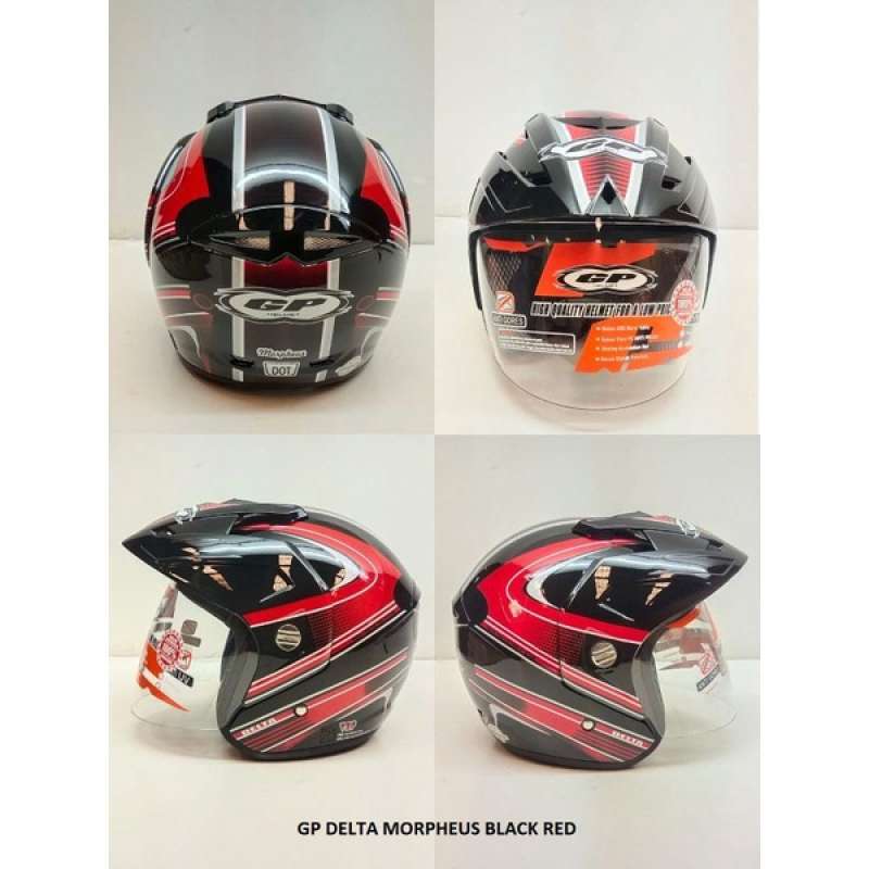 Promo Helm Half Face Gp Delta Motif Varian Mix - Flanker White Blue ...
