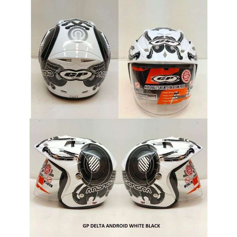 Promo Helm Half Face Gp Delta Motif Varian Mix - Flanker White Blue ...