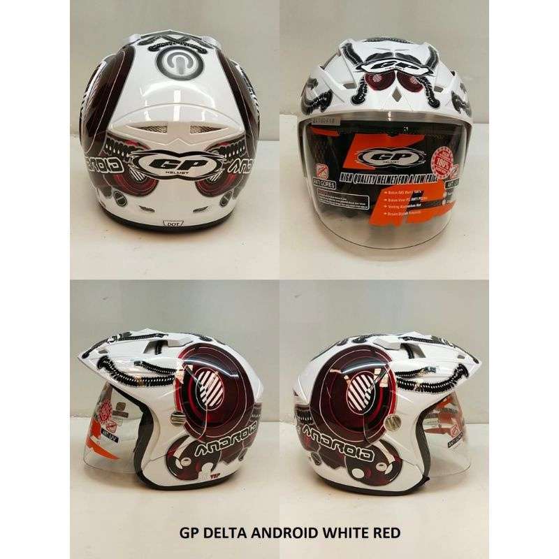 Promo Helm Half Face Gp Delta Motif Varian Mix - Flanker White Blue ...
