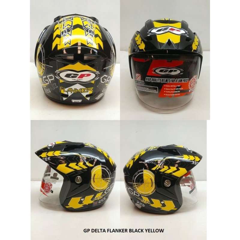 Promo Helm Half Face Gp Delta Motif Varian Mix - Flanker White Blue ...
