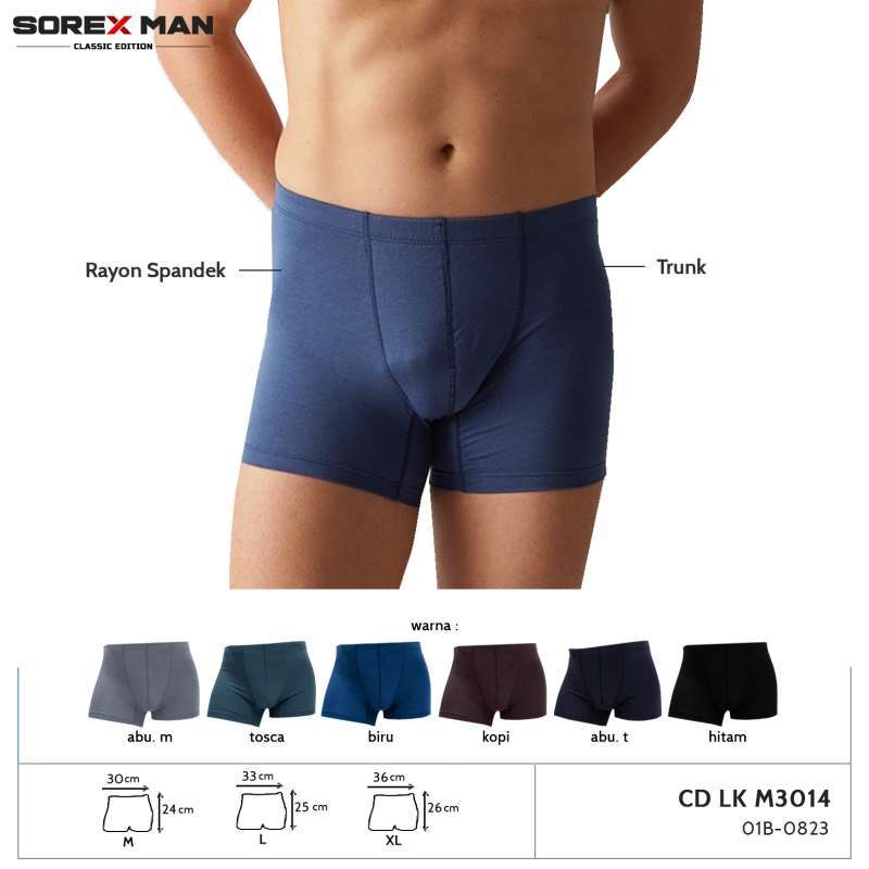 Promo Sorex Man Classic Boxer Pria CD Adem Daily Underwear Trunk 3014 ...