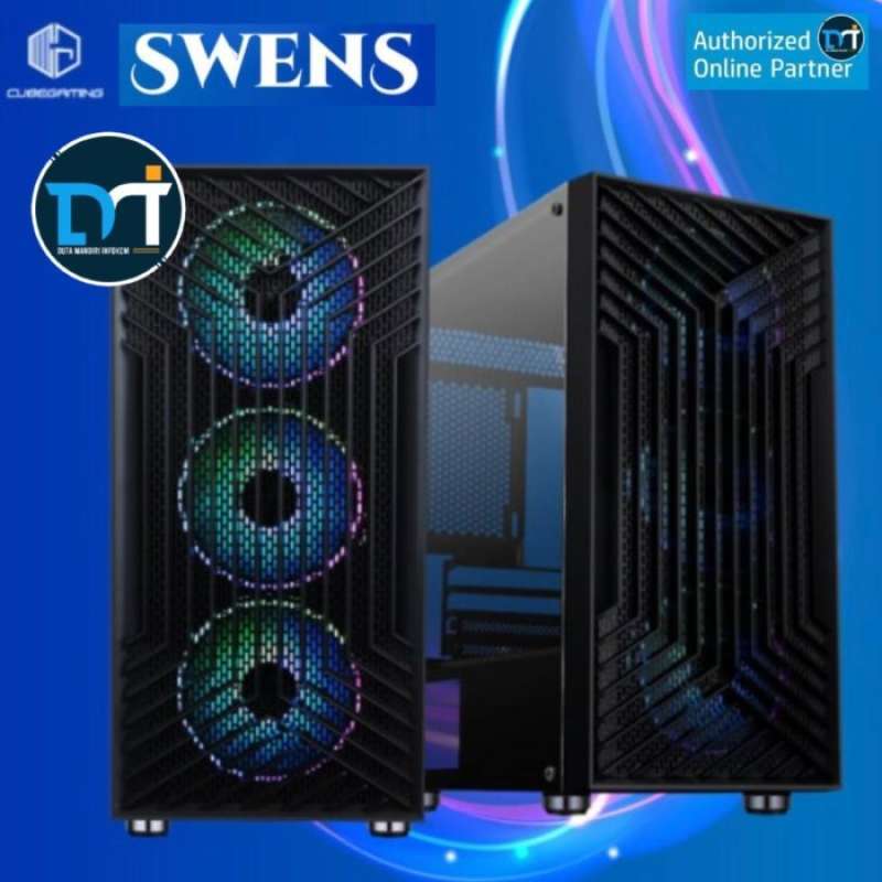 Promo Cube Gaming Swens - High Airflow Tempered Glass M-atx Gaming Case Diskon 23% Di Seller ...