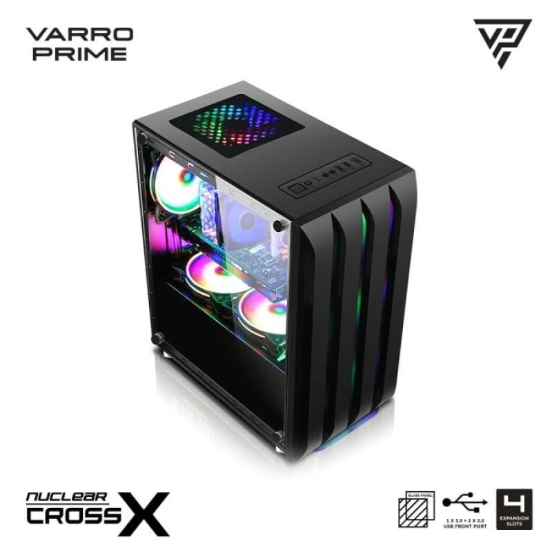 Promo Pc Case Varro Prime Glass Micro Atx Nuclear Cross-X - Casing ...