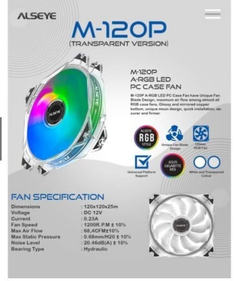 Promo Alseye Fan Casing 12cm Max M120p White/transparan Fan Case Rgb ...