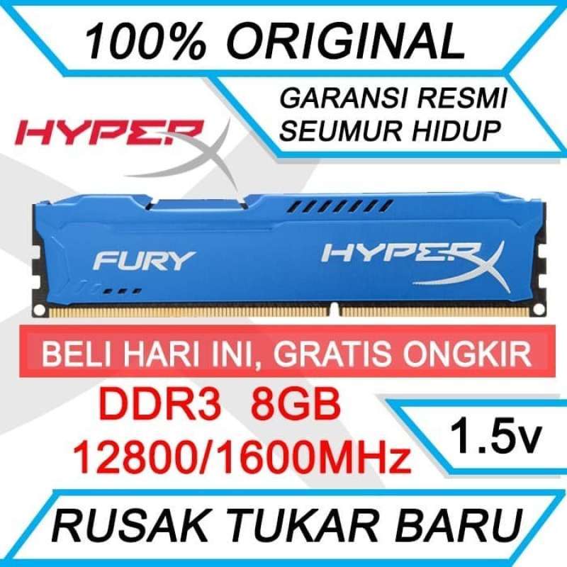 Promo Ram Kingston Hyperx Fury Gaming Ddr3 8Gb 1600Mhz 12800 Ram Pc Ddr3 8Gb Diskon 23% di ...