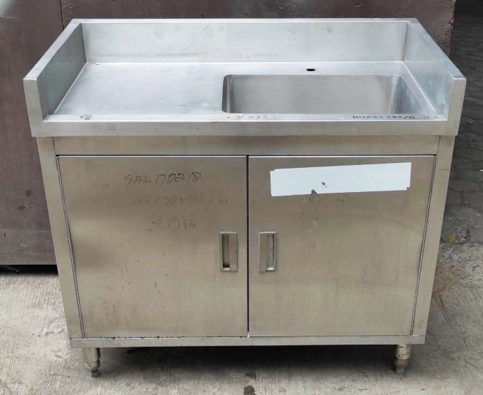 Jual Meja Sink Kabinet Bak Cuci Backsplash 100x52x85-95cm Stainless Di ...