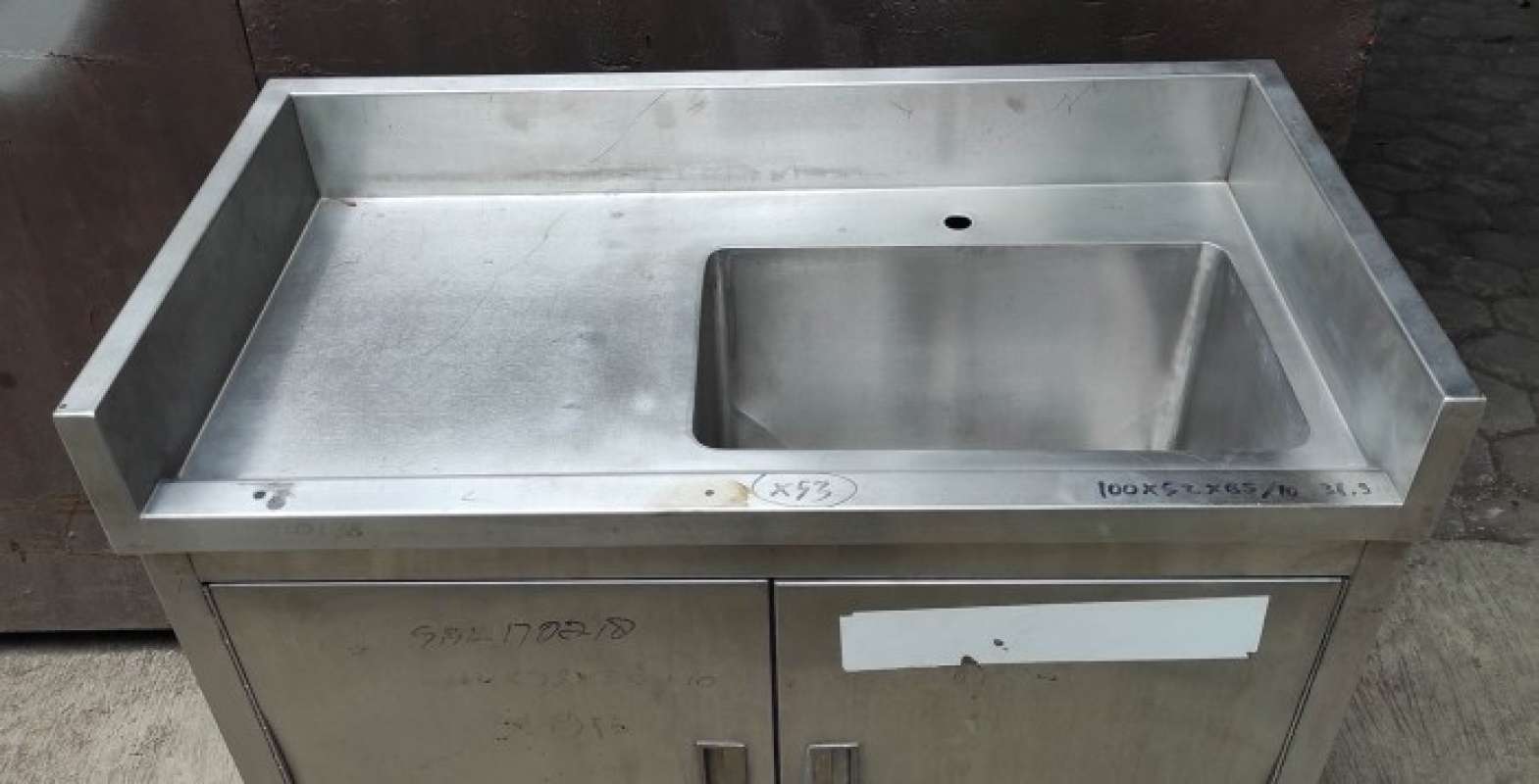 Jual Meja Sink Kabinet Bak Cuci Backsplash 100x52x85-95cm Stainless Di ...