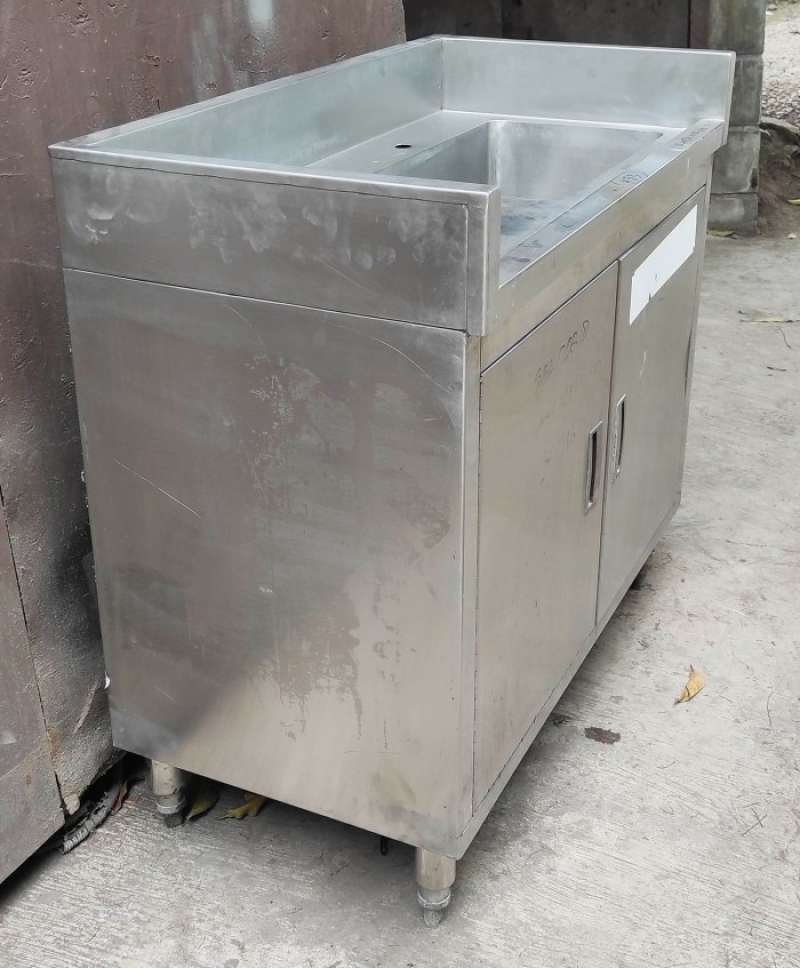 Jual Meja Sink Kabinet Bak Cuci Backsplash 100x52x85-95cm Stainless Di ...
