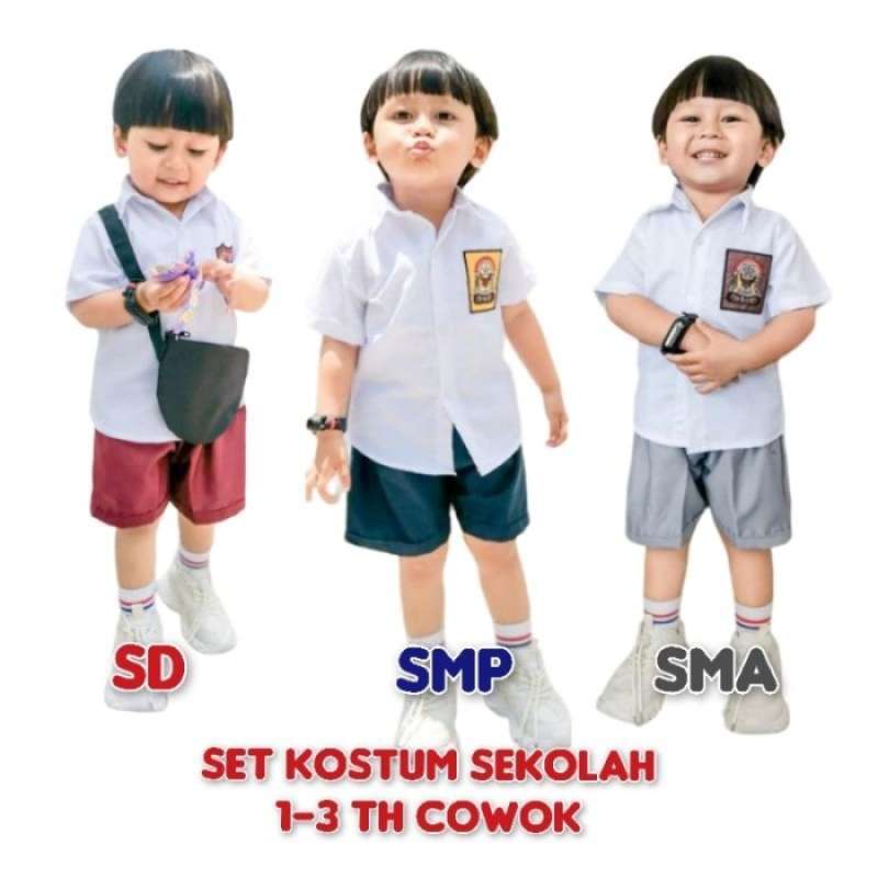 Jual Set Seragam Bayi Cowo 1-3 tahun Kostum Sekolah Anak SD SMP SMA di Seller Laris Plaza ...