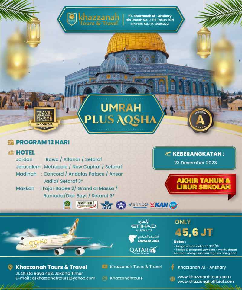 Jual UMRAH PLUS AQSHA di Seller Khazzanah Tours & Travel - Bidaracina, Kota Jakarta Timur | Blibli